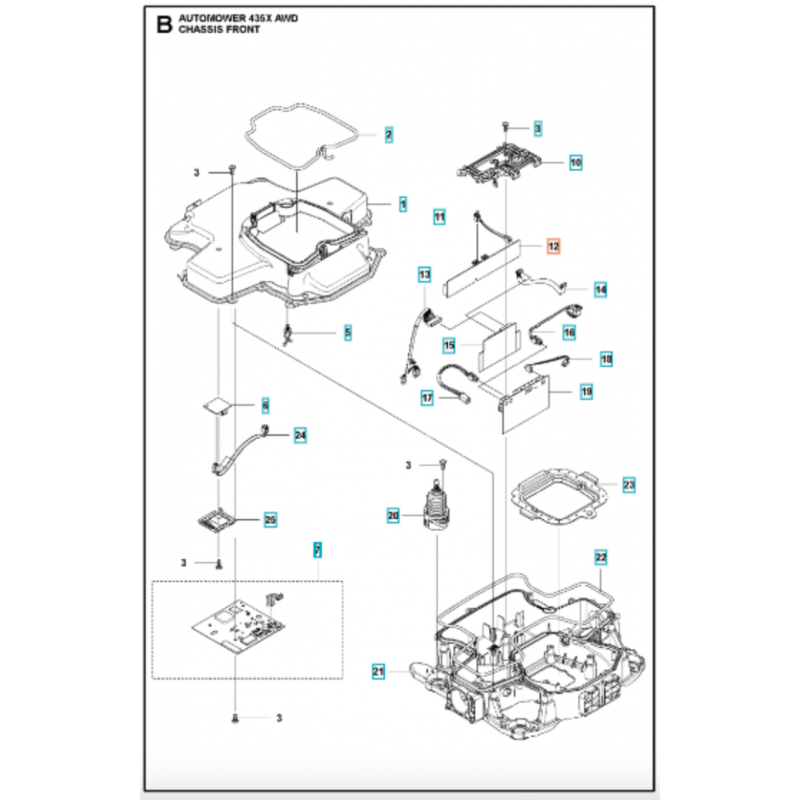 Circuit imprimé complet Loop Receiver Board automower husqvarna 435x